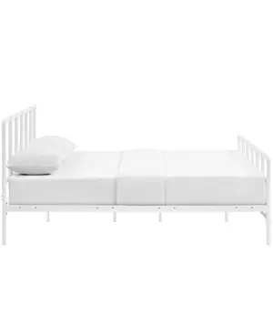 MODWAY Dower Stainless Steel Bed - White