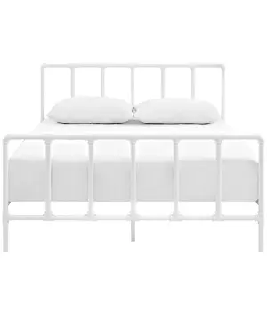 MODWAY Dower Stainless Steel Bed - White
