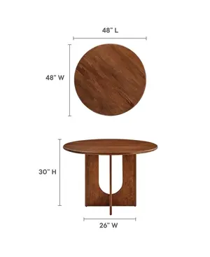 MODWAY Rivian Round 48 Wood Dining Table - Walnut