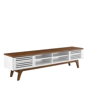 MODWAY Render 70 Entertainment Center Tv Stand Walnut White