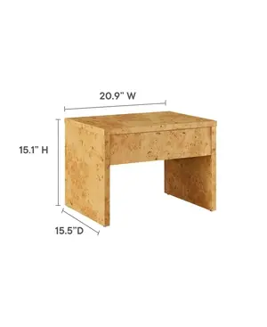 MODWAY Hudson 1-drawer Burl Wood Nightstand