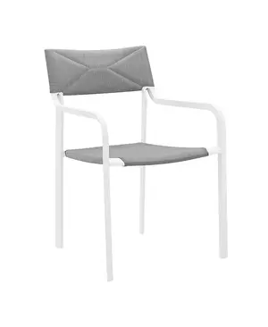 MODWAY Raleigh Stackable Outdoor Patio Aluminum Dining Armchair - White Gray