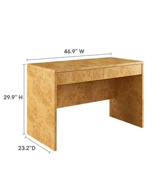 MODWAY Hudson 2-drawer Burl Wood Desk