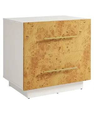 MODWAY Abel 2-drawer Burl Wood Nightstand - White Bleached Burl