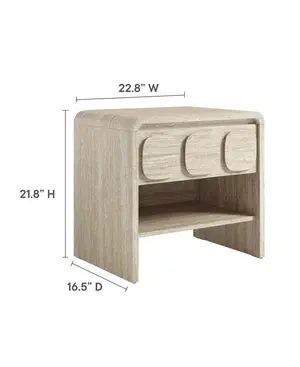 MODWAY Toscana 1-drawer Nightstand - Travertine