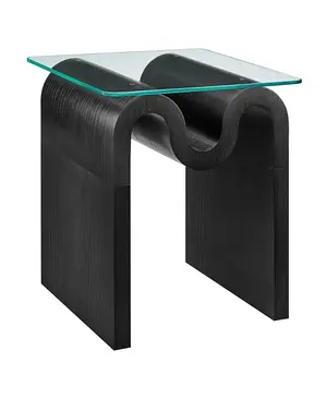 MODWAY Ondine Glass Top Side Table - Black