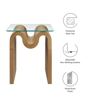 MODWAY Ondine Glass Top Side Table - Natural