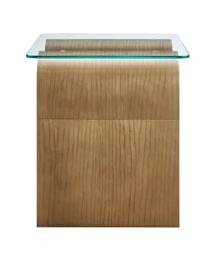 MODWAY Ondine Glass Top Side Table - Natural