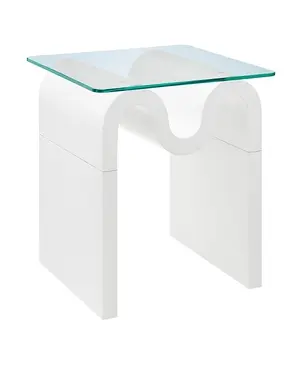 MODWAY Ondine Glass Top Side Table - White