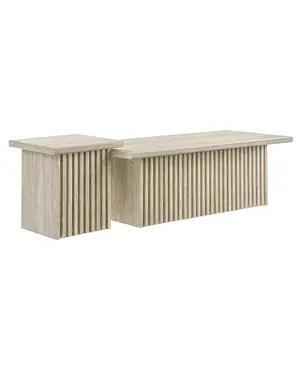 MODWAY Render Nesting Coffee Tables, Set Of 2 - Travertine