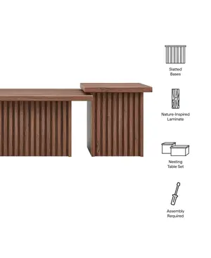 MODWAY Render Nesting Coffee Tables, Set Of 2 - Walnut