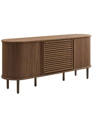 MODWAY Harlan 67 Fluted Oval Sideboard Cabinet - Walnut