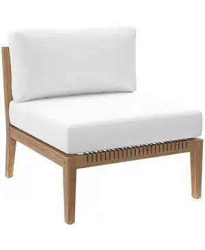 MODWAY Clearwater Outdoor Patio Teak Wood Armless Chair - Gray White