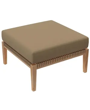 MODWAY Clearwater Outdoor Patio Teak Wood Ottoman - Gray Light Brown