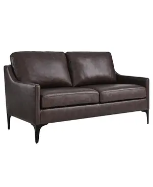 MODWAY Corland Leather Loveseat Brown