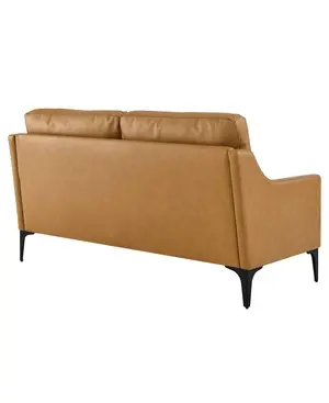 MODWAY Corland Leather Loveseat - Tan