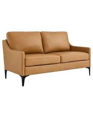 MODWAY Corland Leather Loveseat - Tan
