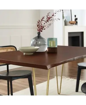 MODWAY Ardor 60 Live Edge Acacia Wood Acacia Wood Dining Table - Gold Walnut