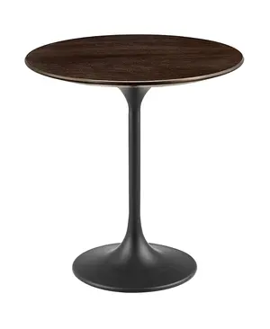 MODWAY Lippa Round Wood Side Table - Black Cherry