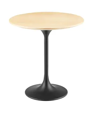 MODWAY Lippa Round Wood Side Table - Black Natural
