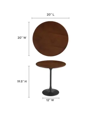 MODWAY Lippa Round Wood Side Table - Black Walnut
