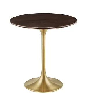 MODWAY Lippa Round Wood Side Table - Gold Cherry Walnut