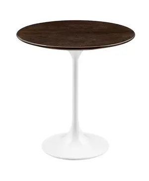 MODWAY Lippa Round Wood Side Table - White Cherry Walnut