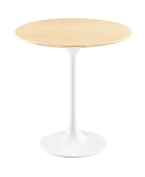 MODWAY Lippa Round Wood Side Table - White Natural