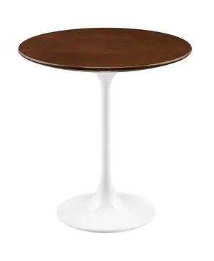 MODWAY Lippa Round Wood Side Table - White Walnut
