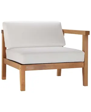 MODWAY Bayport Outdoor Patio Teak Wood Right-arm Chair - Natural White