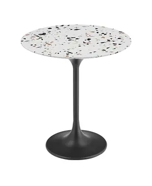 MODWAY Lippa Round Terrazzo Side Table - Black Terrazzo