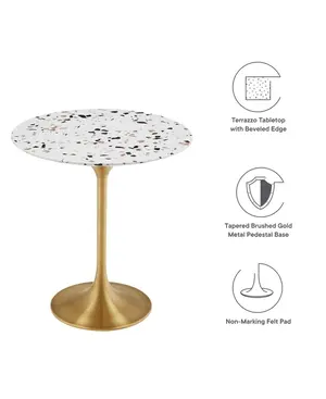 MODWAY Lippa Round Terrazzo Side Table - Gold Terrazzo