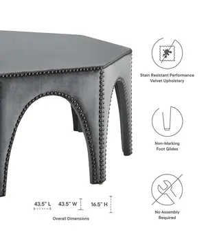 MODWAY Victory Performance Velvet Ottoman - Gray