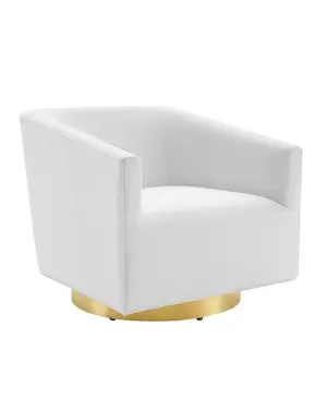 MODWAY Twist Accent Lounge Performance Velvet Swivel Chair - Gold White