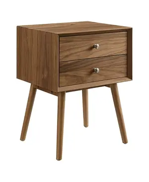 MODWAY Ember Wood Nightstand With Usb Ports - Walnut Walnut