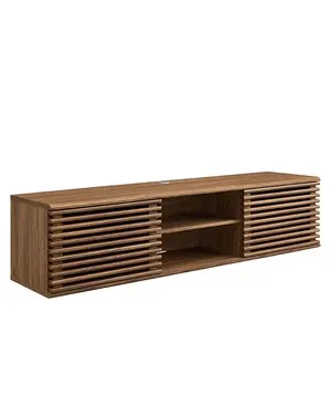 MODWAY Render 60 Wall-mount Media Console Tv Stand - Walnut