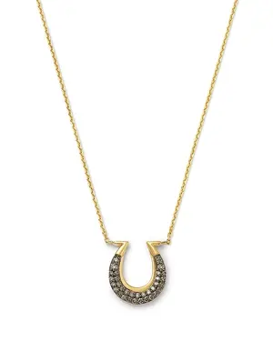 Bloomingdale'S Brown Diamond Horseshoe Pendant Necklace - Gold