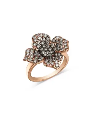 Bloomingdale'S Brown Diamond Ombre Flower Ring In 14k - Rose Gold