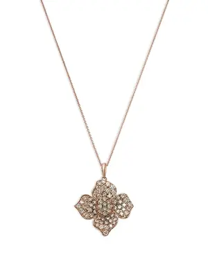 Bloomingdale'S 14k Diamond Flower Pendant Necklace - Rose Gold