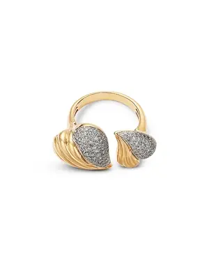 Bloomingdale'S Diamond And 14k Yellow Heart Cuff Ring - Gold