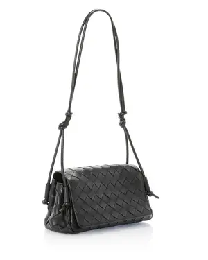 Bottega Veneta Notturno Intrecciato Leather Pouch - Black/gold