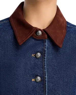 Cinq À Sept Suede Combo Denim Shirt