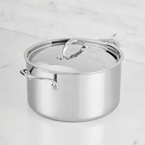 HESTAN Probond Luxe 8 Quart Professional Clad Stainless Steel Stockpot With Lid