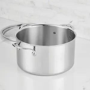 HESTAN Probond Luxe 8 Quart Professional Clad Stainless Steel Stockpot With Lid