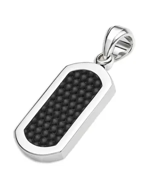 Lagos Sterling Silver Anthem Black Ceramic Tag Amulet Pendant - Black/silver