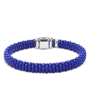 Lagos Sterling Silver Caviar Ceramic Beaded Bracelet - Blue