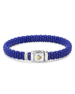 Lagos Sterling Silver Caviar Ceramic Beaded Bracelet - Blue