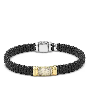 Lagos Two-tone Ceramic And Diamond Bracelet - Black/gold