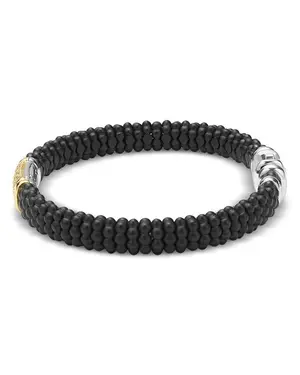 Lagos Two-tone Ceramic And Diamond Bracelet