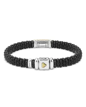 Lagos Two-tone Ceramic And Diamond Bracelet